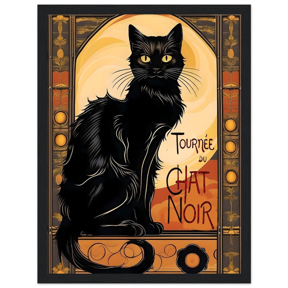 Wall Art Le Chat Noir, French Cat Framed Print, Paris France, Retro ...