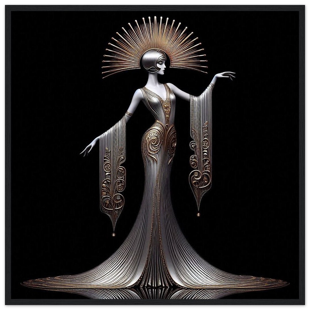 Art Deco Wall Art "radiant Lady" Printed on Premium Matte Paper Framed ...