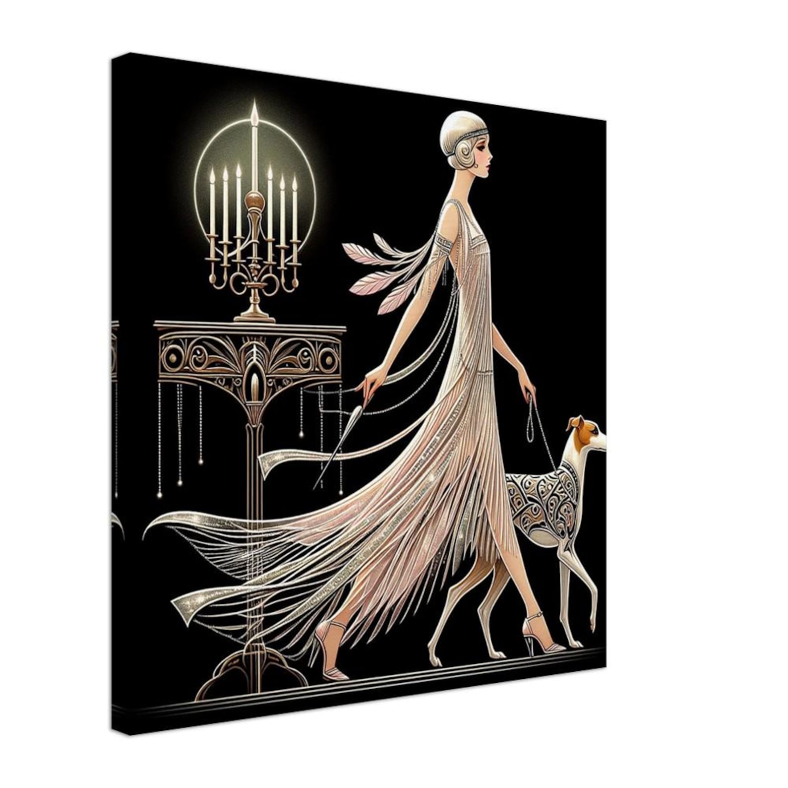 Art Deco Wall Art "flapper and Friend" Printed on Thin Canvas - Etsy