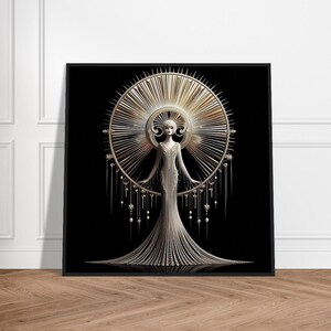 Art Deco Wall Art "alectrona" Printed on Premium Matte Paper Framed in ...