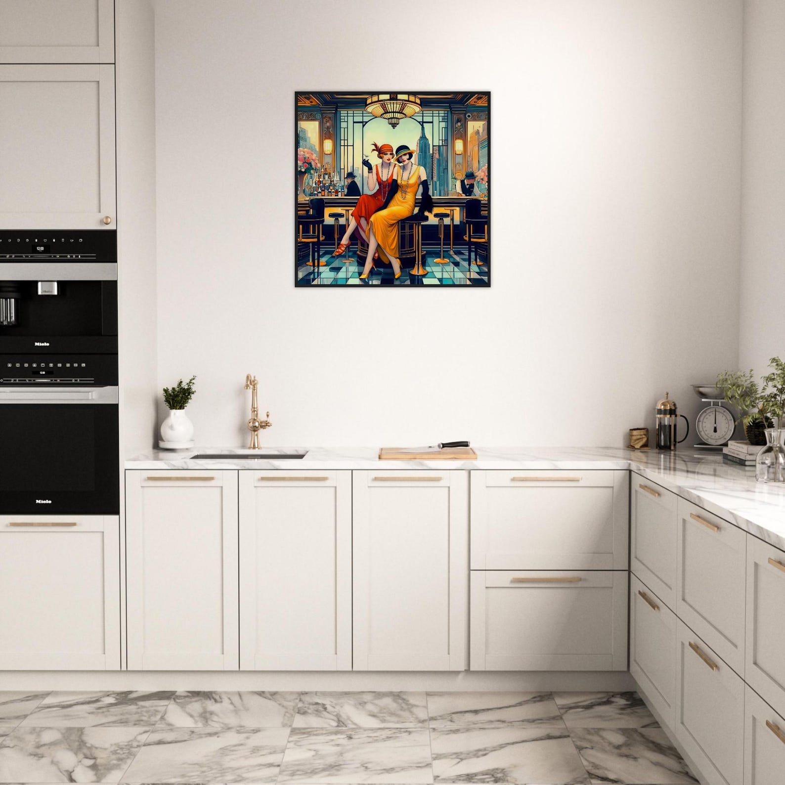 Art Deco Flapper Girls Framed Poster – Retro Cocktail Lounge Wall Art ...