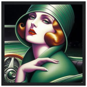 Art Deco Wall Art | "green Vamp" Printed on Premium Matte Paper Framed ...