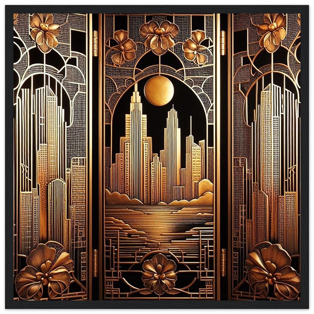 Art Deco deco Screen Detail Printed on Classic Matte Paper Framed in ...