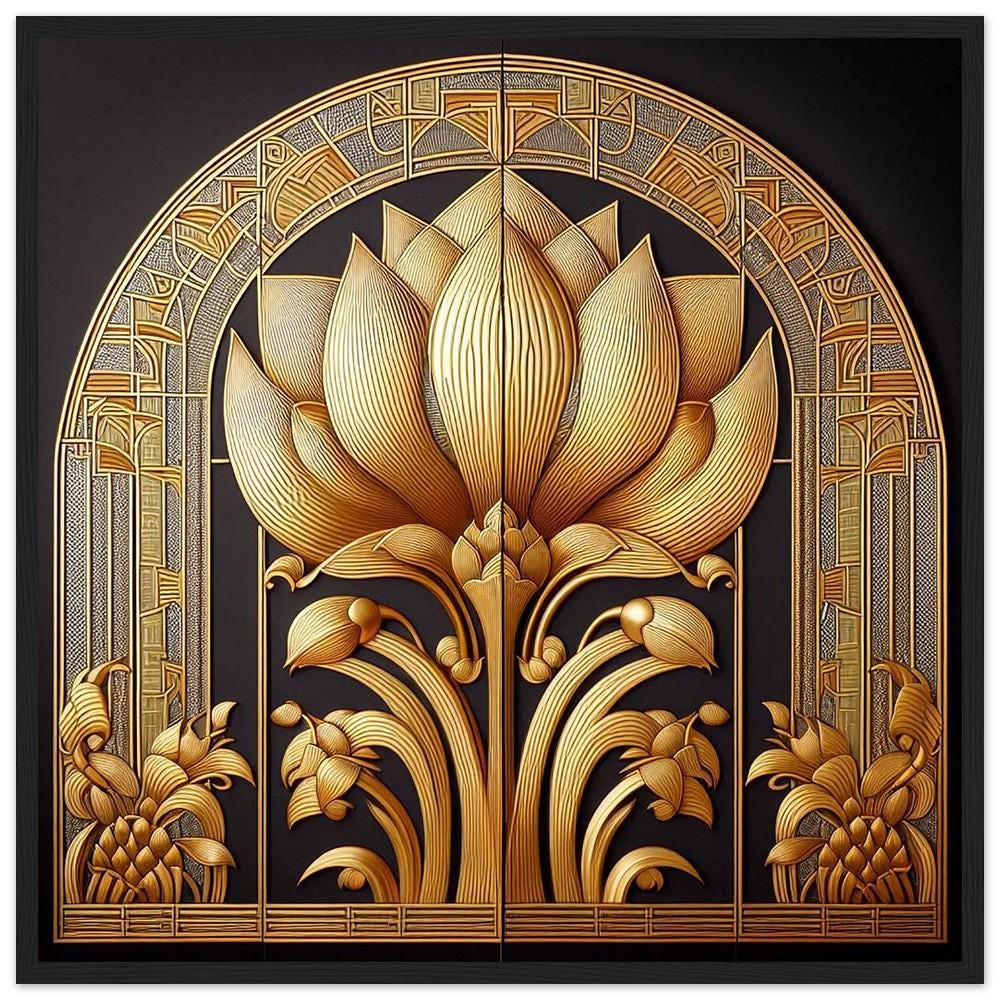 Art Deco Wall Art splendid Golden Lotus Art Deco Screen Detail Printed ...
