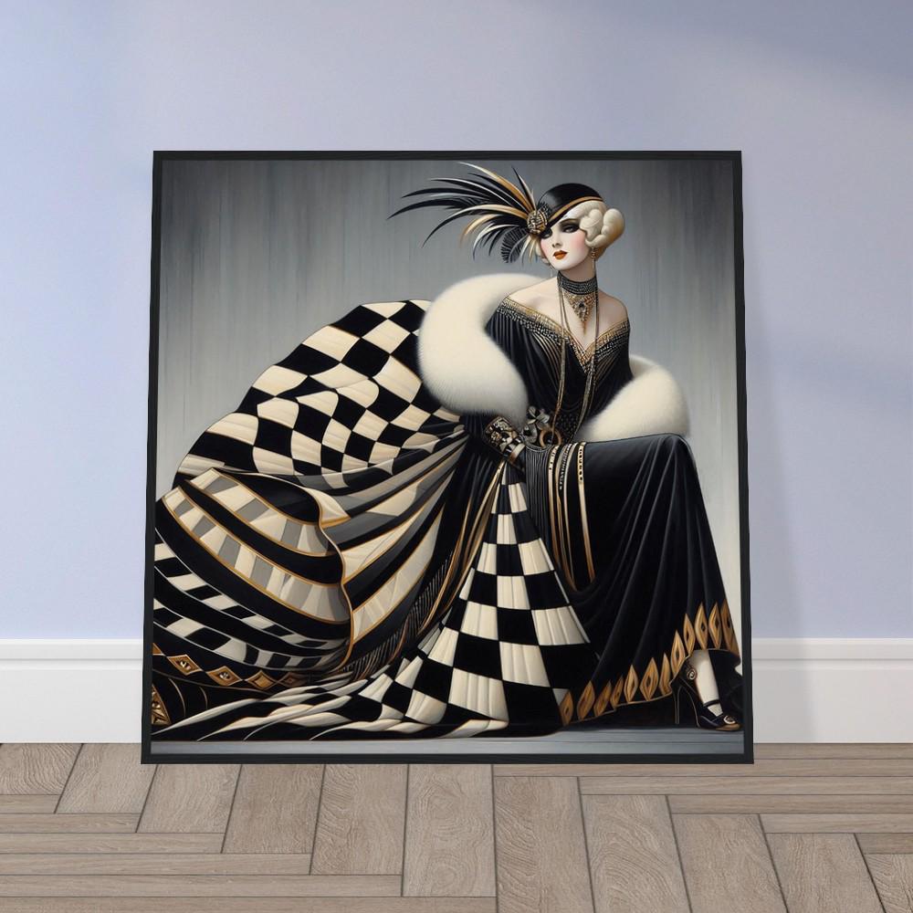 Art Deco "madame Harlequin" Poster, Black and White, Framed Print - Etsy