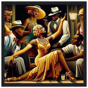 Art Deco Wall Art "clubbing in Harlem" Premium Matte Paper Framed in ...
