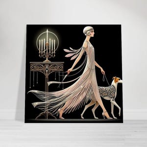 Art Deco Wall Art "flapper and Friend" Printed on Thin Canvas - Etsy