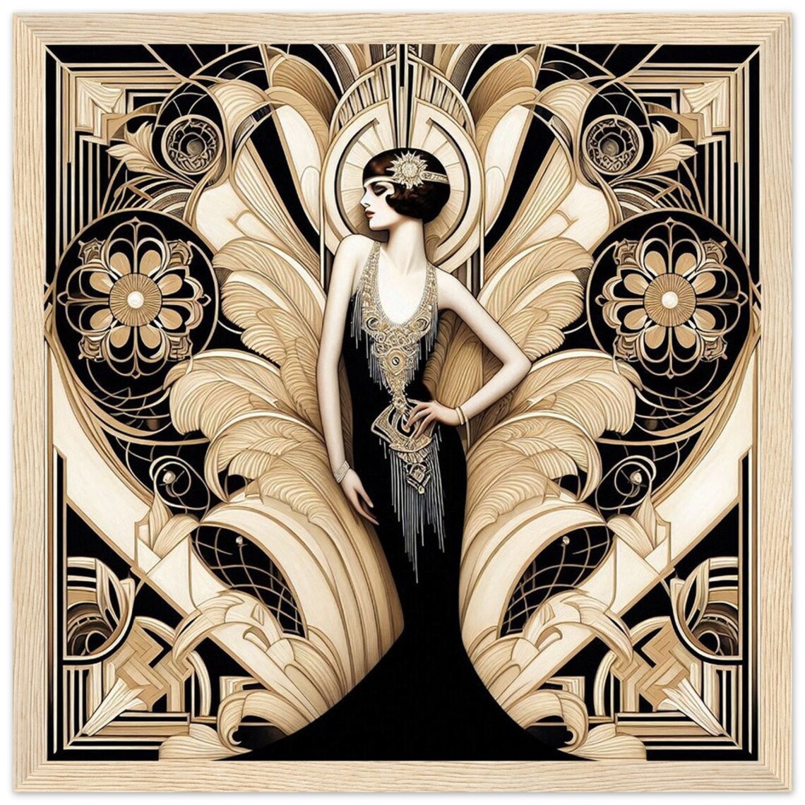 Art Deco Wall Art regina Sinuosa Printed on Premium Matte Paper Framed ...