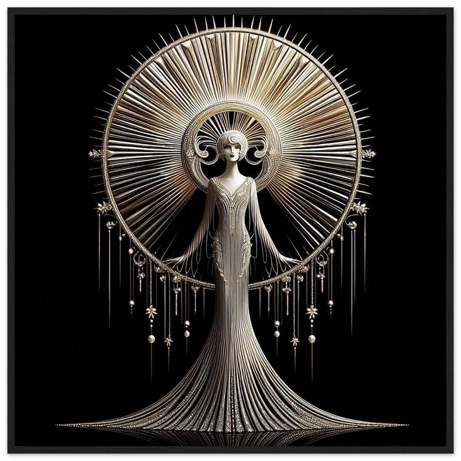 Art Deco Wall Art "alectrona" Printed on Premium Matte Paper Framed in ...