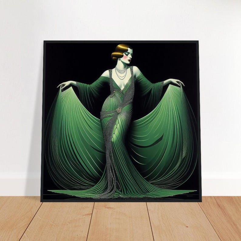 Art Deco Wall Art - "jiji" Premium Matte Paper Poster Framed in Black ...