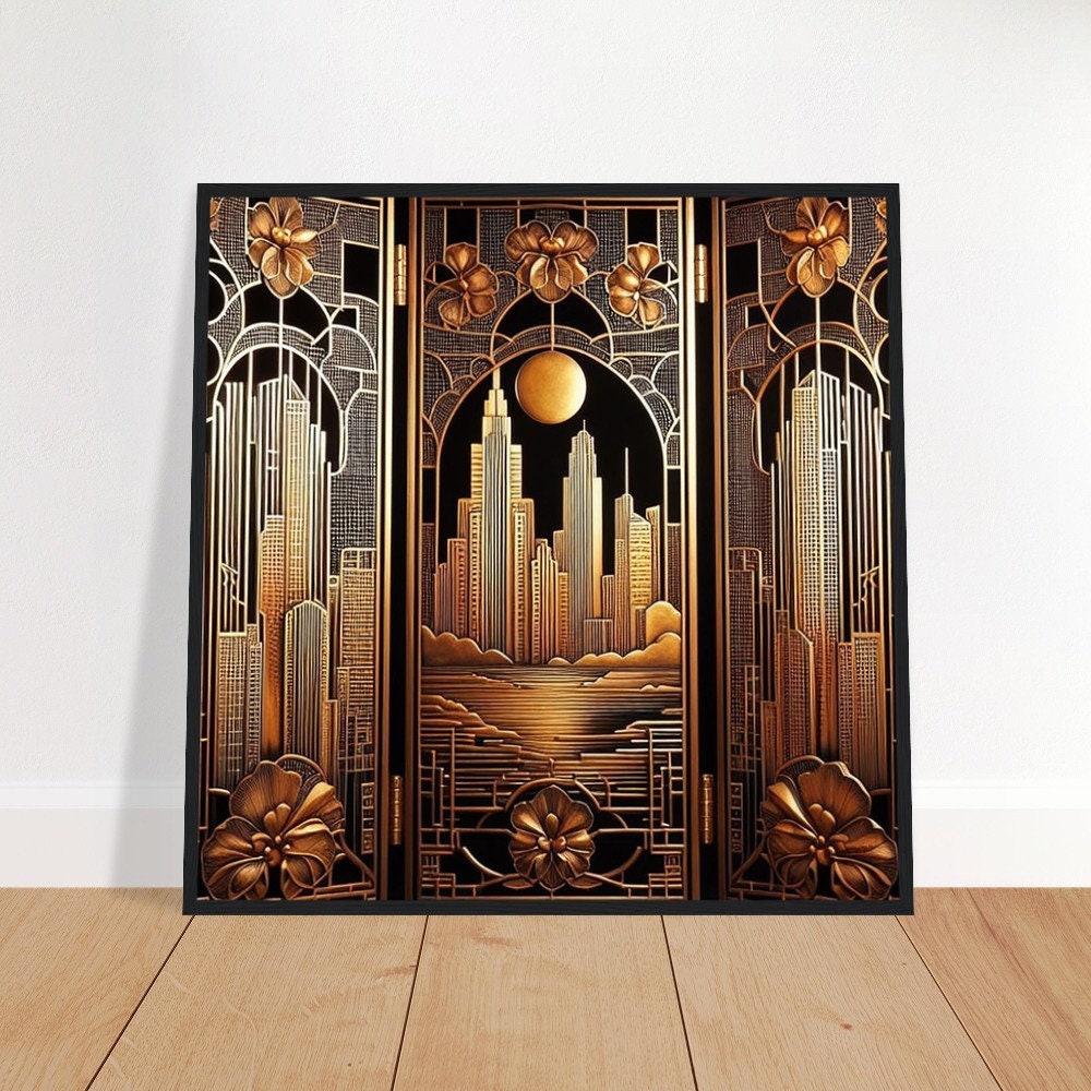 Art Deco deco Screen Detail Printed on Classic Matte Paper Framed in ...