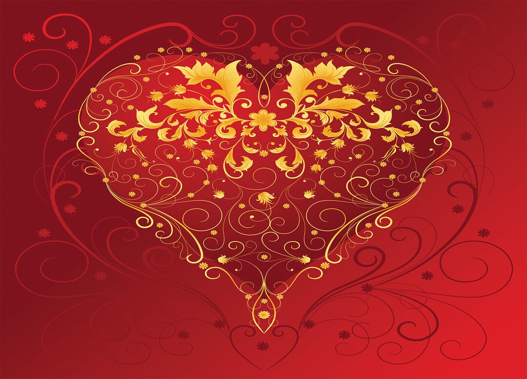 Red Heart V-07) Printable Card With an Inside Caption - Etsy