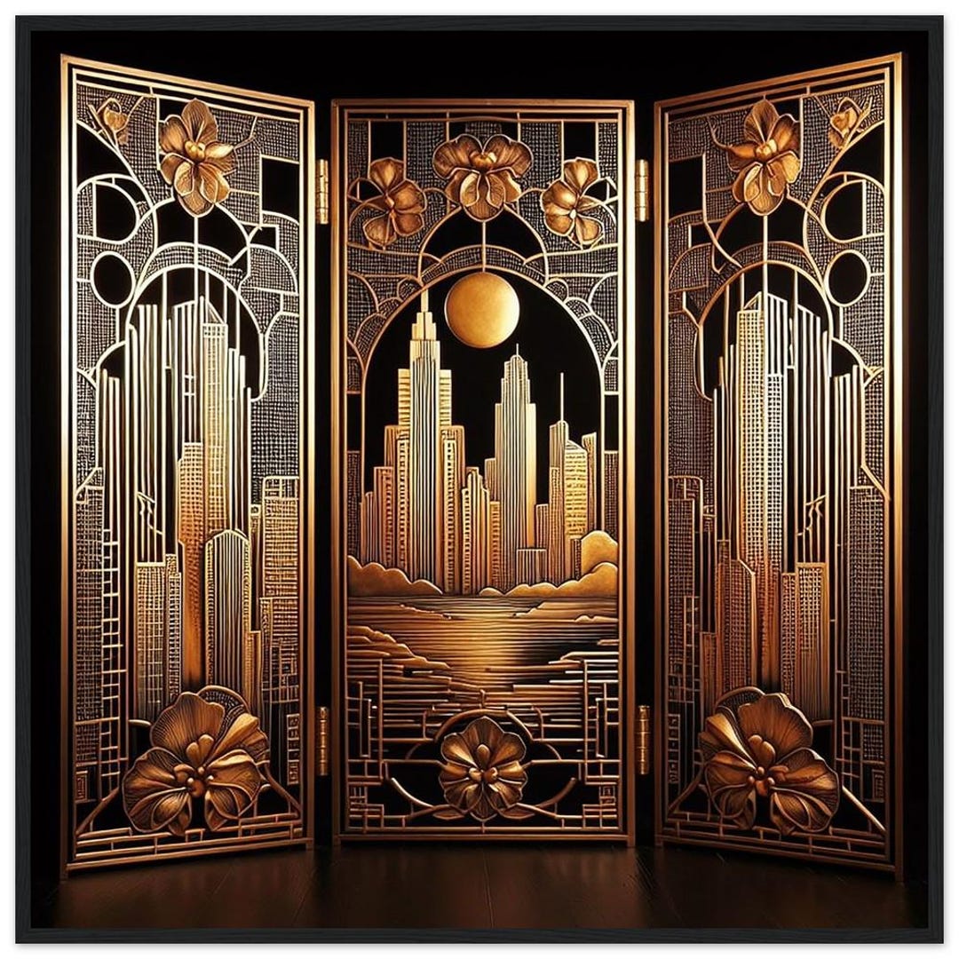 Art Deco "deco Screen Detail" Printed on Classic Matte Paper Framed in ...