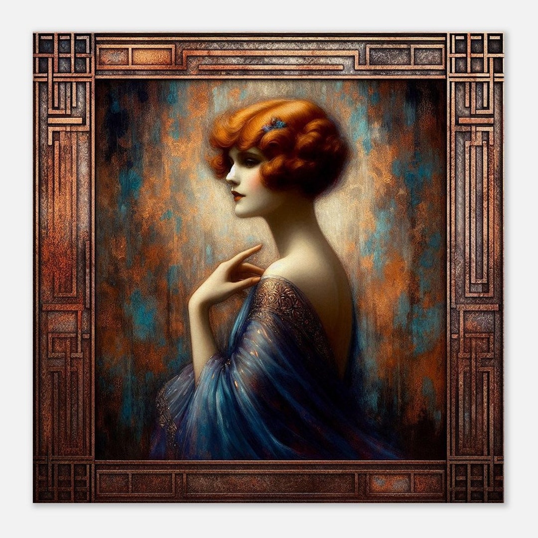 Art Deco Flapper Portrait Canvas Print - Rustic Wall Art - Etsy