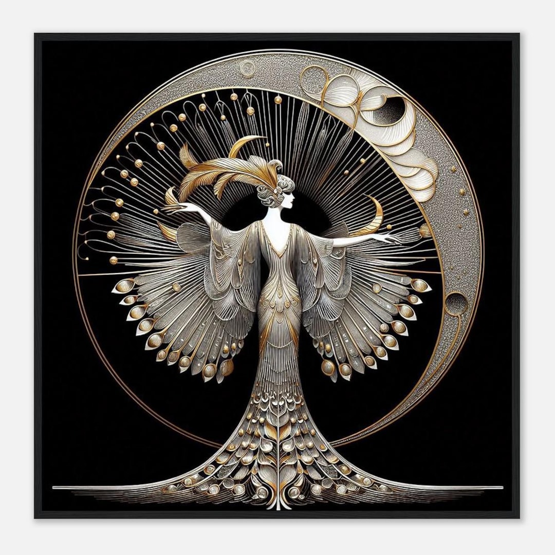 Art Deco Woman Print, Half Moon Wall Art, Framed Matte Paper - Etsy