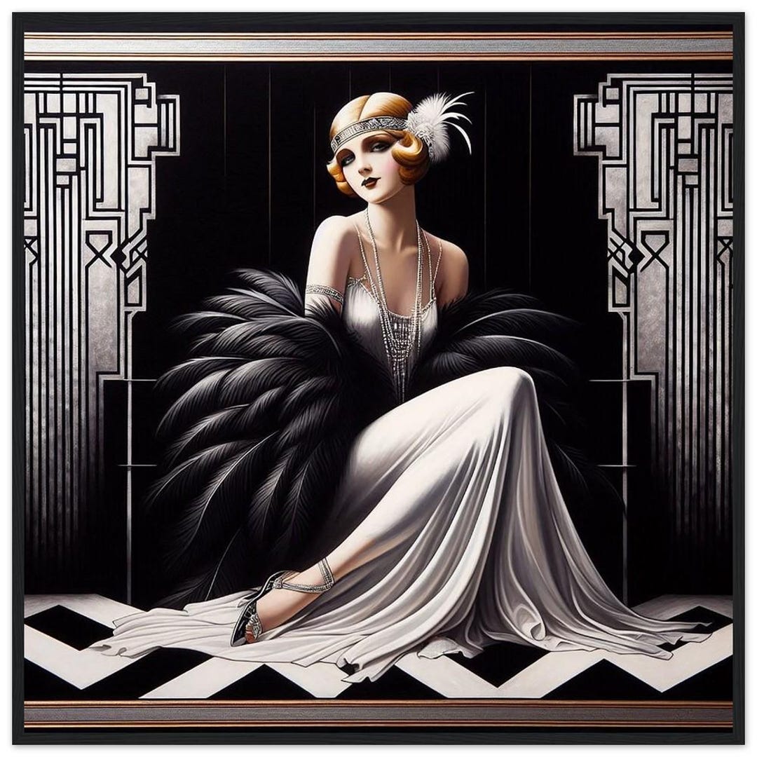 Art Deco Flapper Print, Black Wood Frame, 1920s Style - Etsy