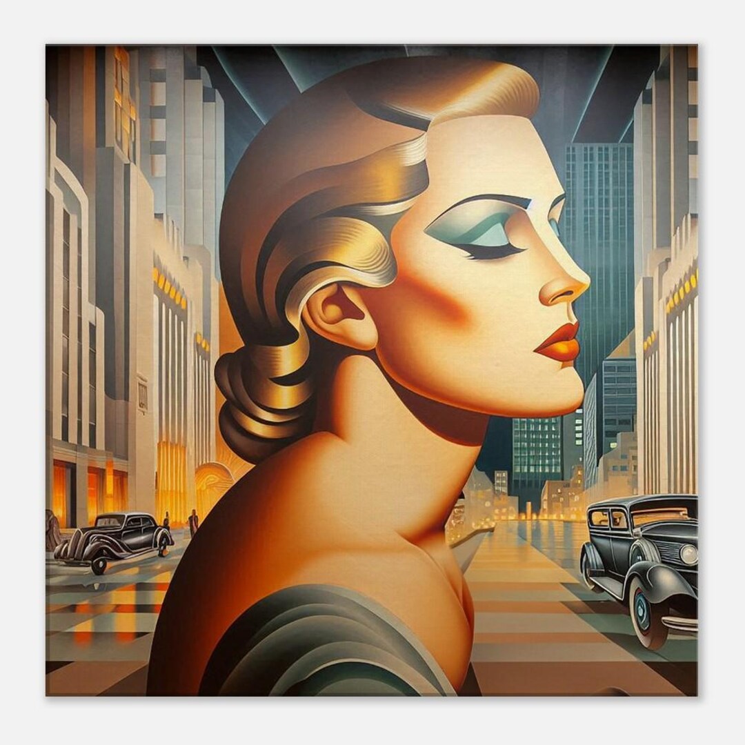 Art Deco Wall Art "downtown Lady" Detroit Mural Detail Printed on Thin ...