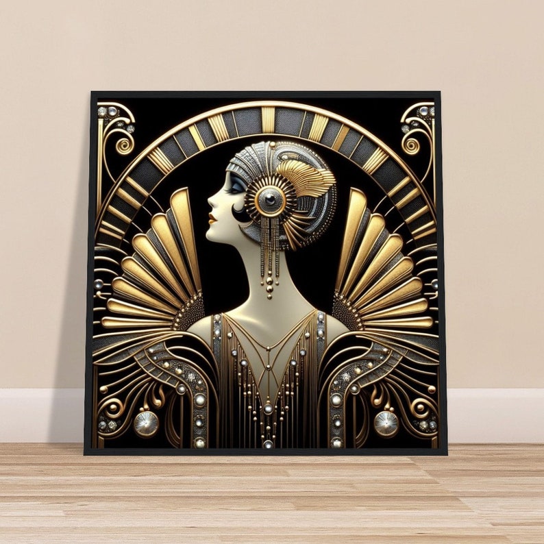 Wall Art Deco Stylized Flapper Printed on Classic Matte Paper Black ...