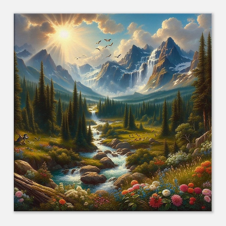 Landscape Wall Art "spring Sunrise in the Wilderness" on Slim Canvas ...