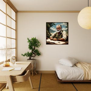 Hemingway Wall Art ernest Hemingway Writing at His Desk, Premium Matte ...