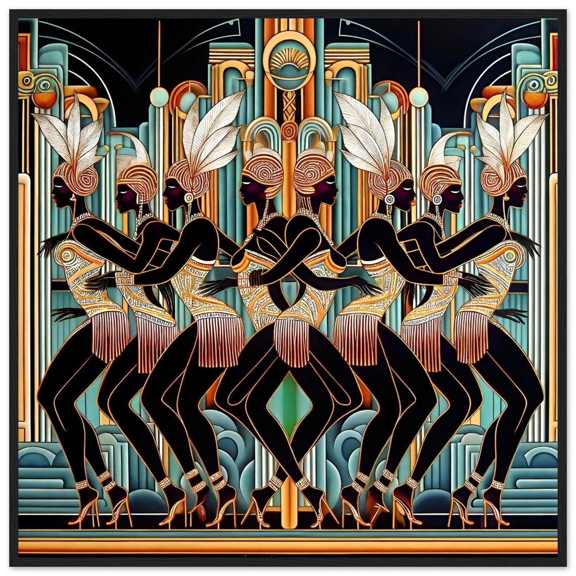 Art Deco Wall Art 'baker Chorus Line' – Framed Poster, Wooden Frame - Etsy