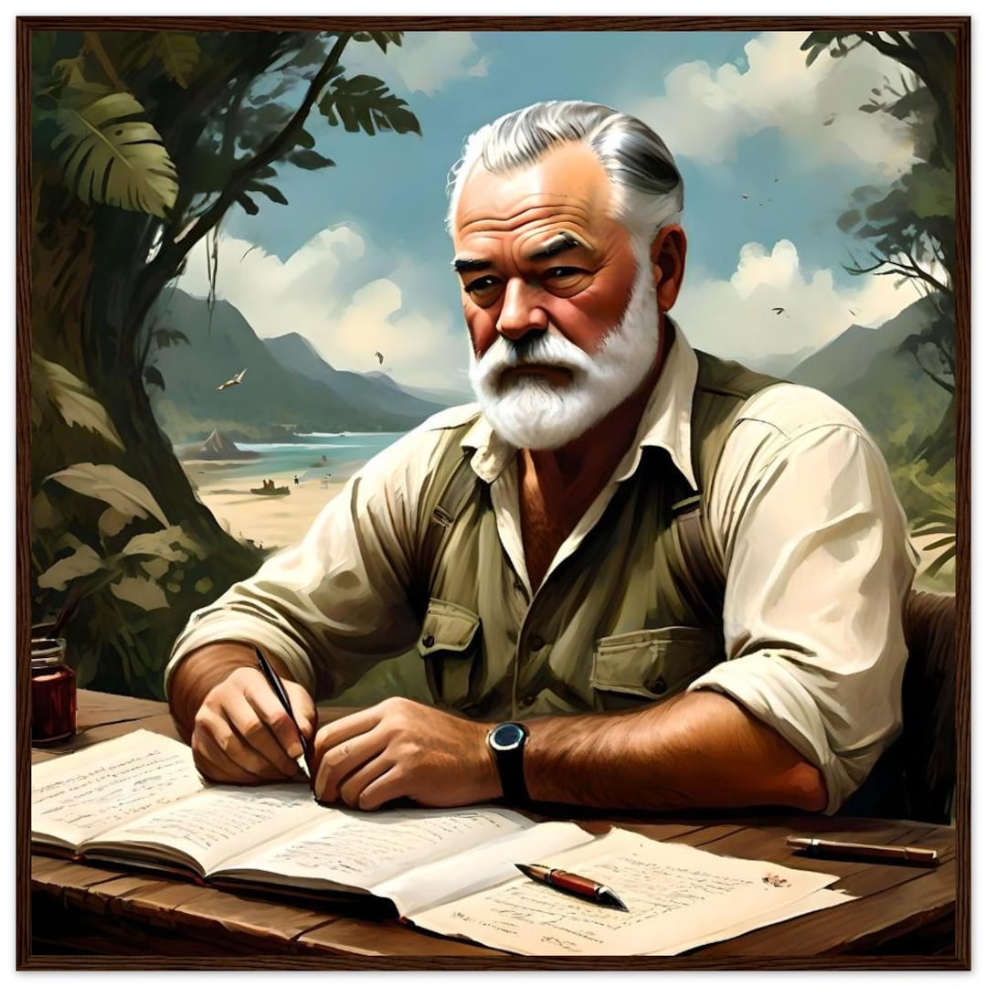Hemingway Wall Art ernest Hemingway Writing at His Desk, Premium Matte ...