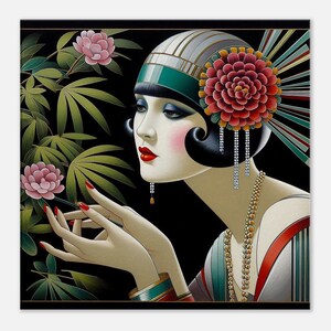 Art Deco Wall Art "1930's Blossom" Printed on Thin Canvas. This ...