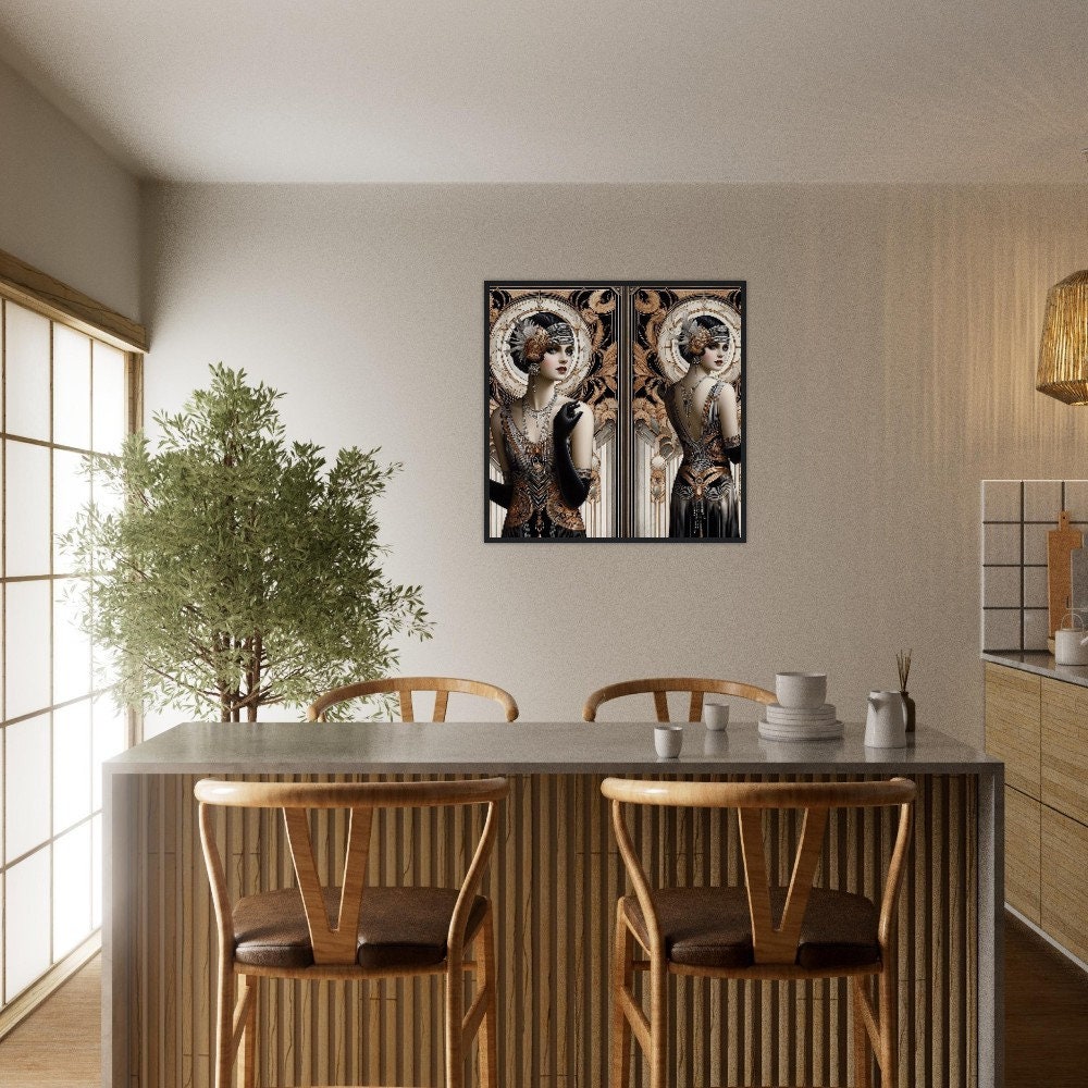Art Deco Wall Art seeing Double Printed on Premium Matte Paper Framed ...