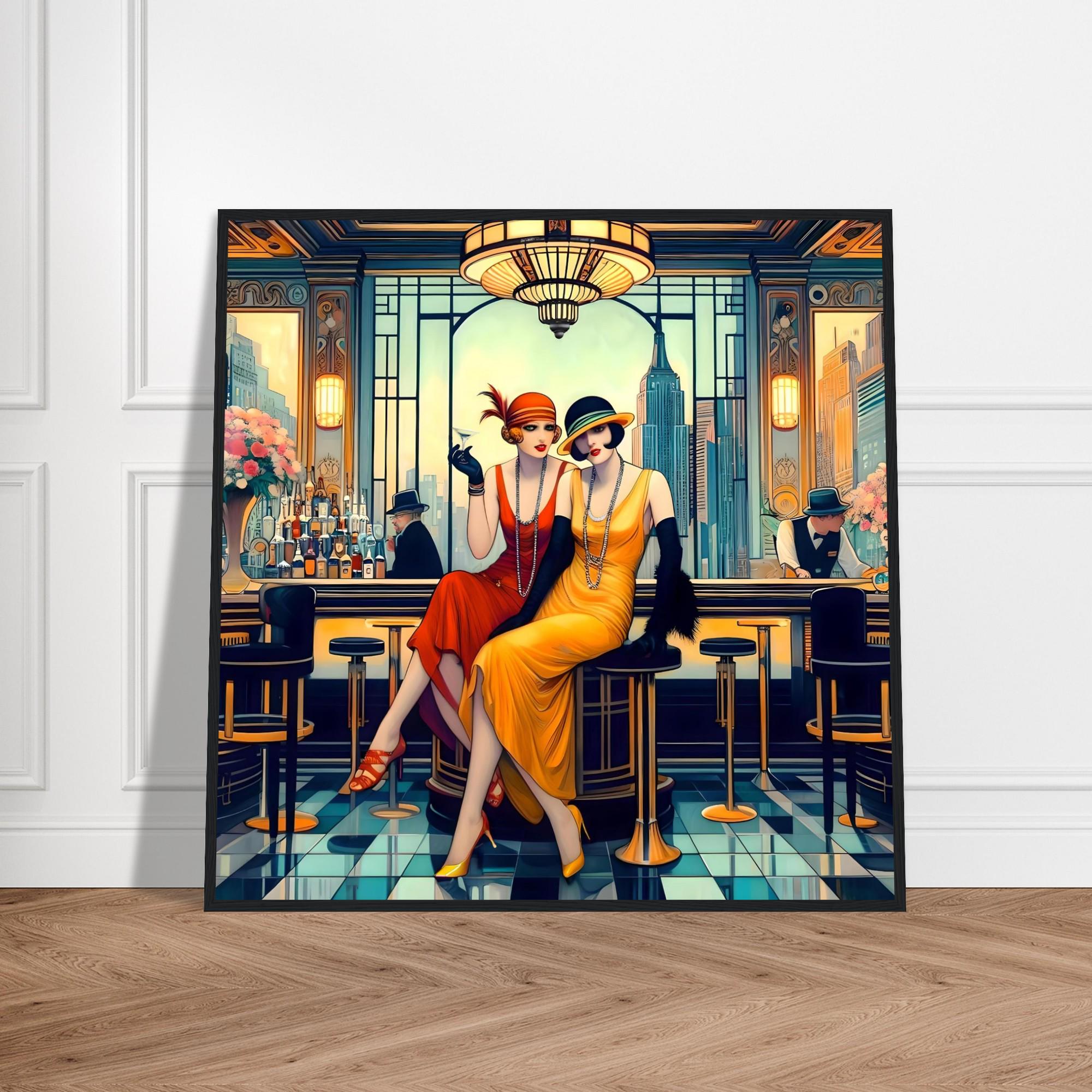 Art Deco Flapper Girls Framed Poster – Retro Cocktail Lounge Wall Art ...