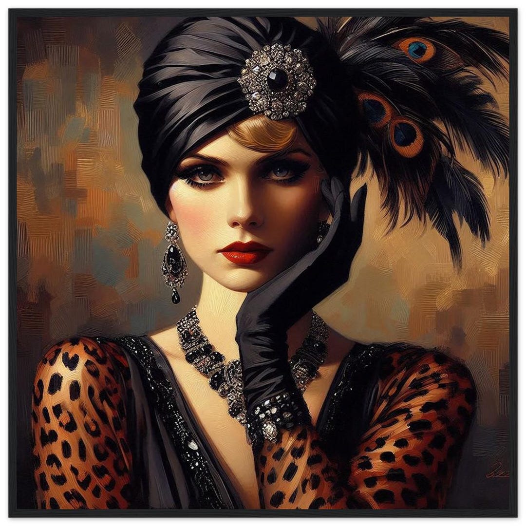 Art Deco Wall Art "lucious Leopard Lady" Printed on Premium Matte Paper ...