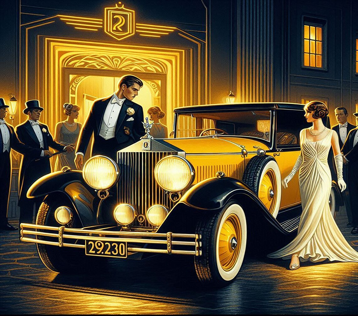 Art Deco Roaring 20s Night in Rolls Royce 20oz Skinny Tumbler Wrap ...