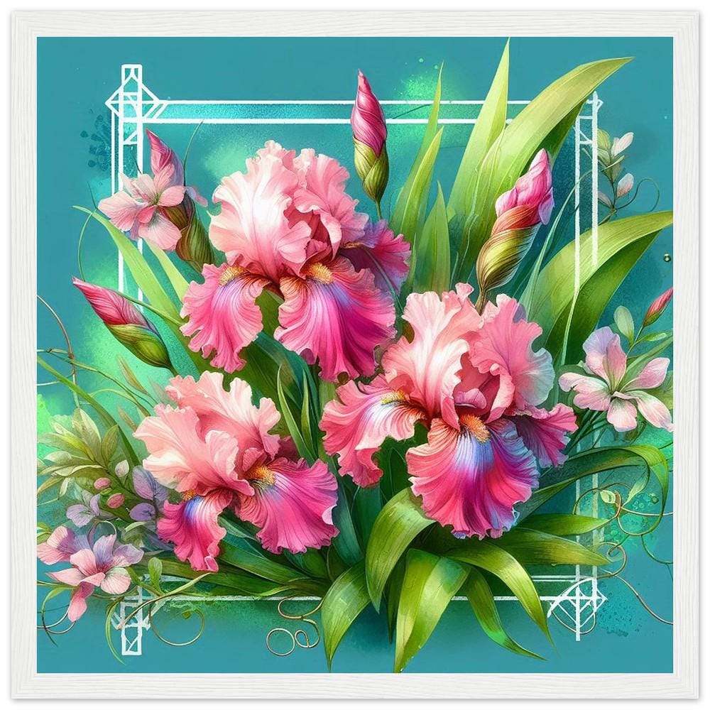 Art Deco Wall Art lucious Pink Irises Printed on Premium Matte Paper ...