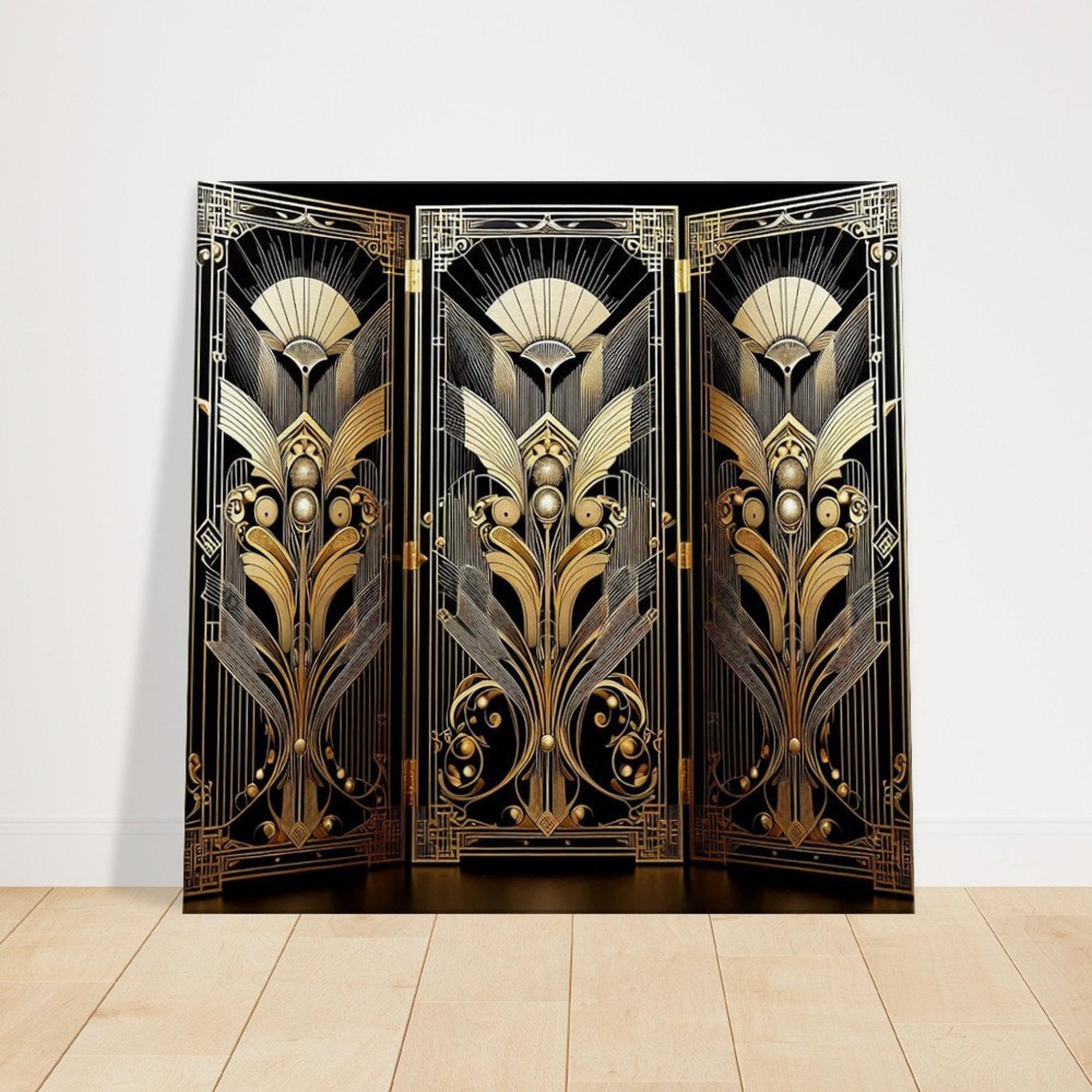 Art Deco Wall Art art Deco Screen Lotus Printed on Thin Canvas. Perfect ...