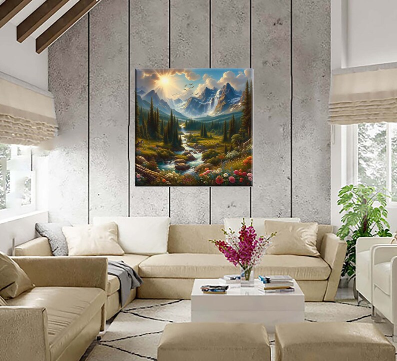 Landscape Wall Art "spring Sunrise in the Wilderness" on Slim Canvas ...