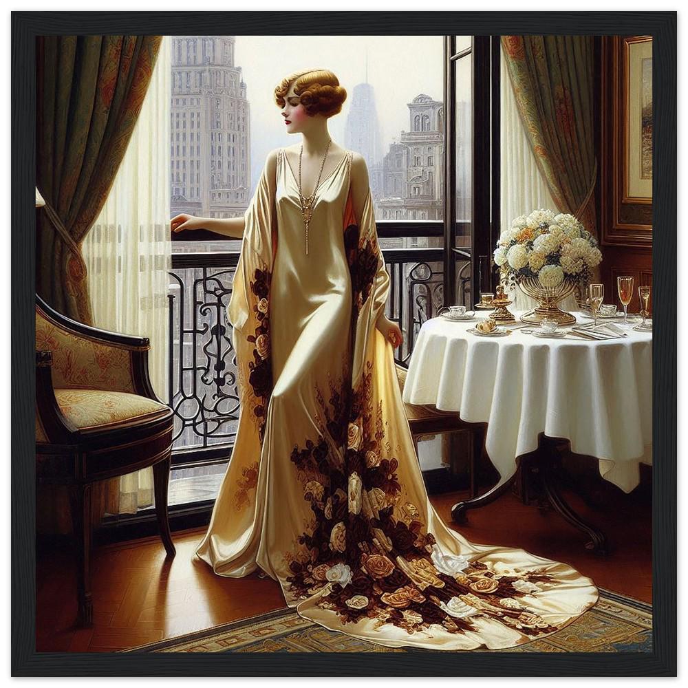 Art Deco Wall Art floral Satin Printed on Premium Matte Paper Framed in ...