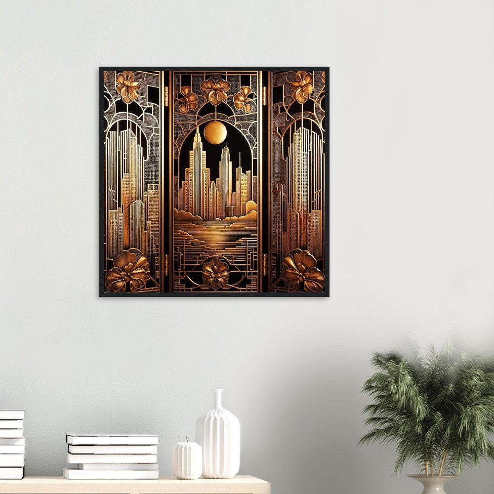 Art Deco deco Screen Detail Printed on Classic Matte Paper Framed in ...
