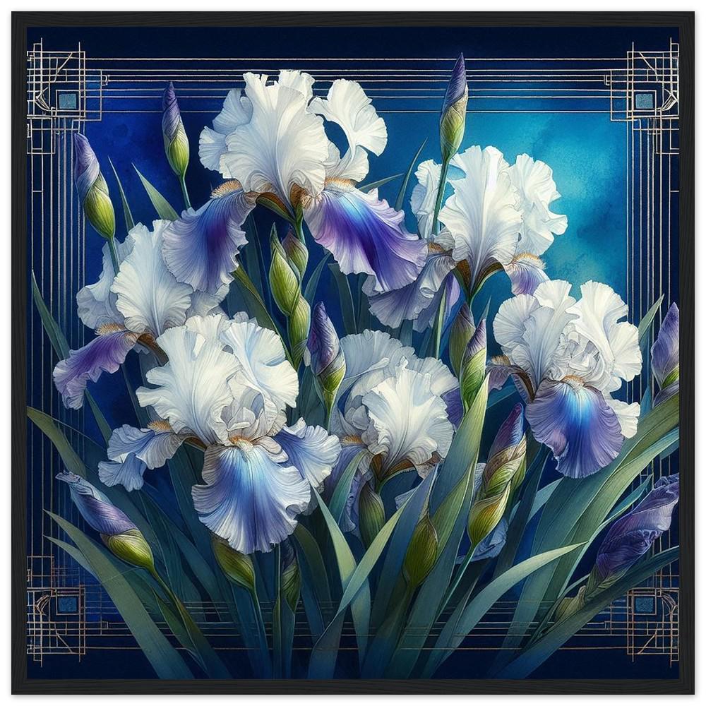 Art Deco Wall Art deco Irises Printed on Premium Matte Paper Framed in ...