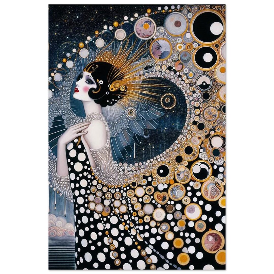 Art Deco Wall Art 24 X 36 Poster "circles" Klimt Stylized Flapper ...