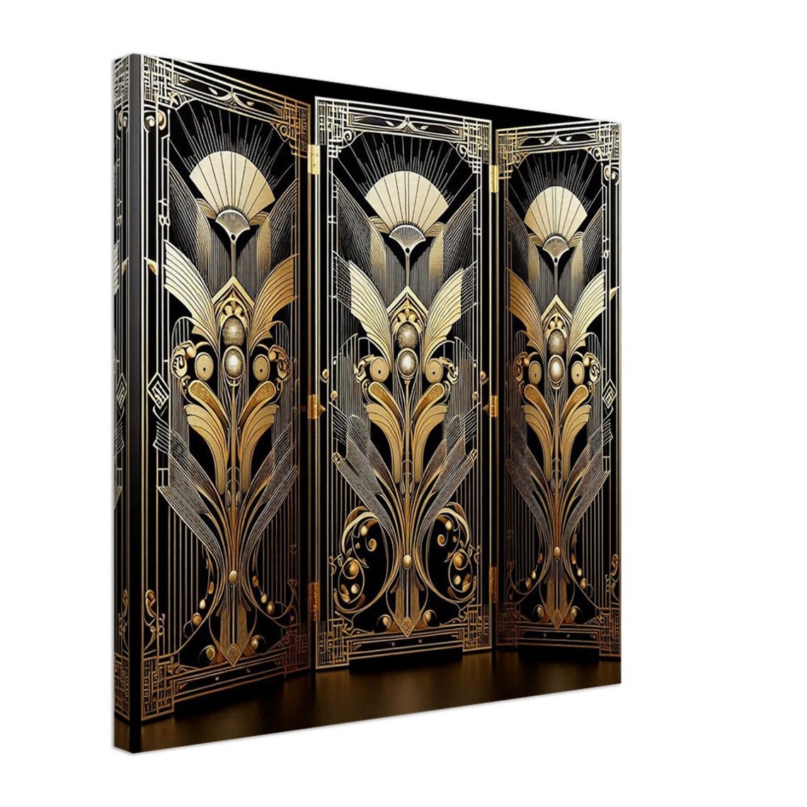 Art Deco Wall Art art Deco Screen Lotus Printed on Thin Canvas. Perfect ...