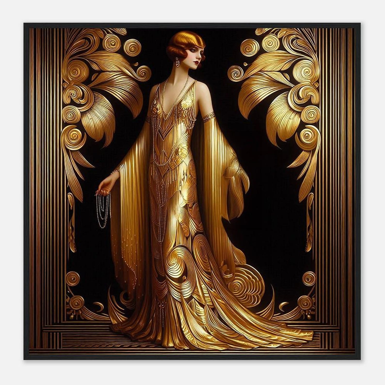Art Deco Wall Art golden Fleece Printed on Premium Matte Paper Wooden ...