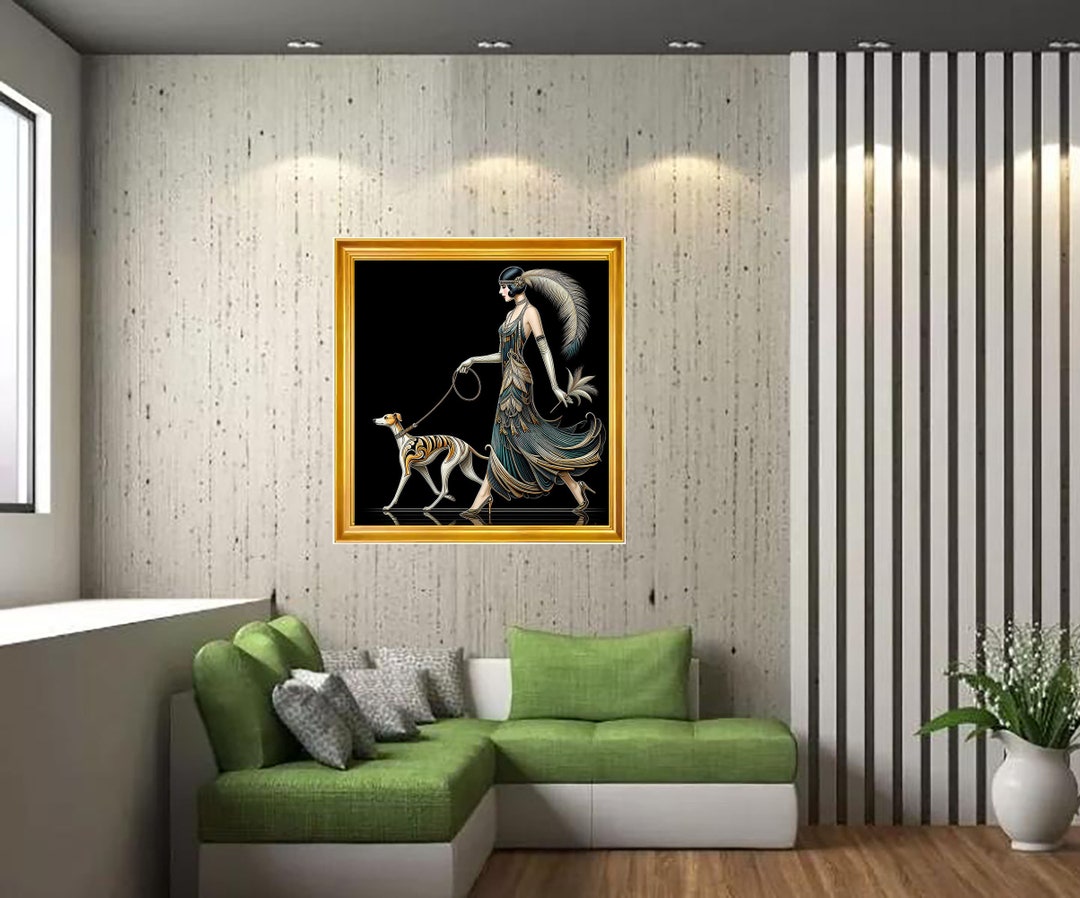 Art Deco Printable Wall Art Deco Erte Style Flapper and Whippet Digital ...