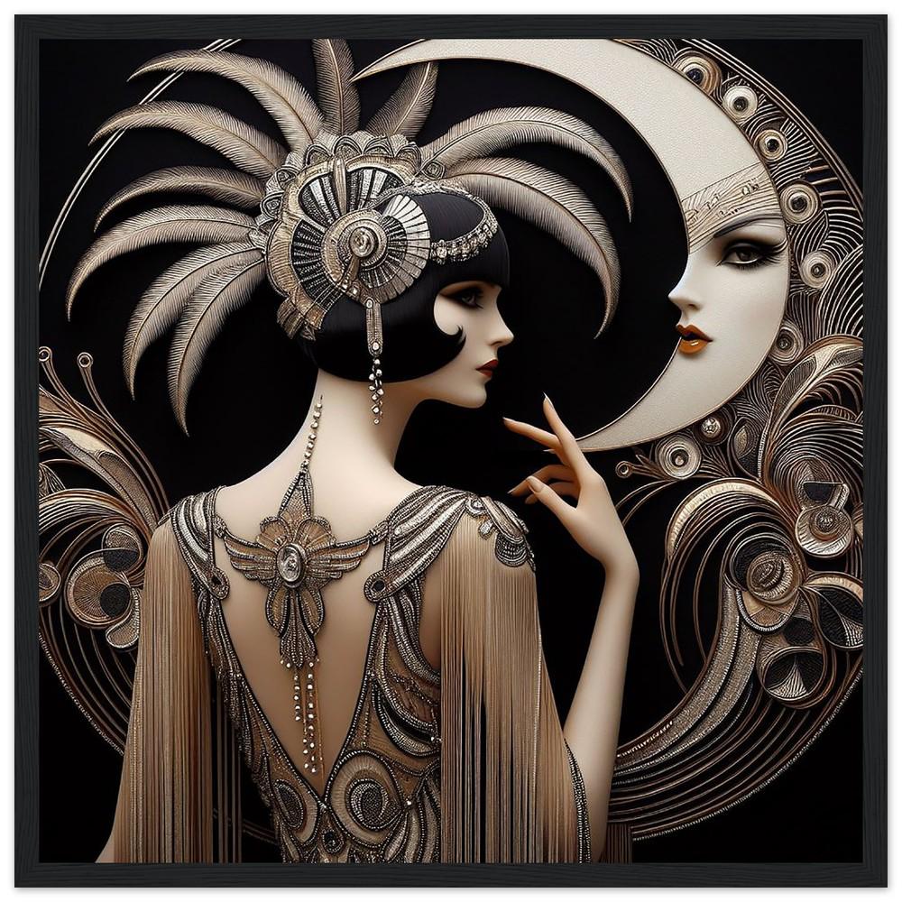 Art Deco Flapper Print: Roaring 20s Glamour, Black Wood Frame - Etsy