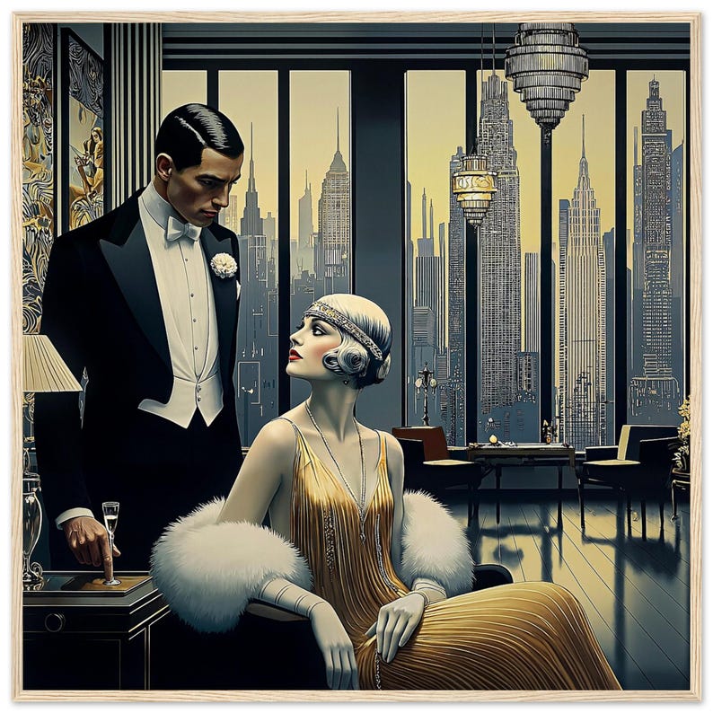 Art Deco Wall Art Framed Poster - "late for the Overture" - Luxury Home ...