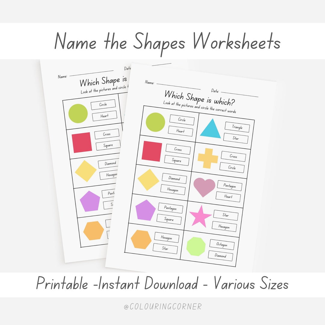 Name the Shape Activity Worksheets, Match the Shape, Pre-school ...