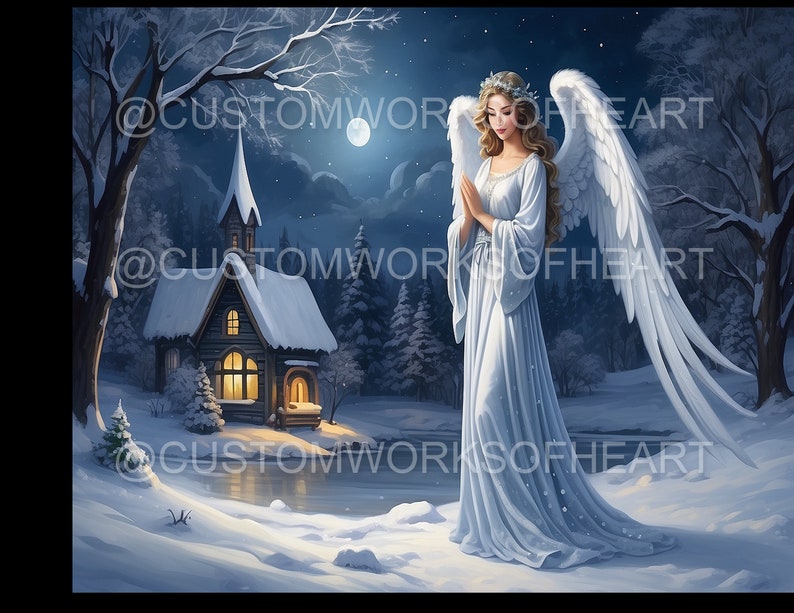 Beautiful Winter Angel Tumbler Wrap - 20 Oz Tall Skinny Wrap Set of 4 ...