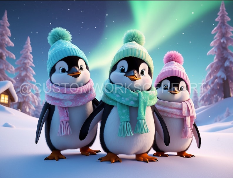 Cute Penguin Tumbler Wrap - 4 PNG Digital Designs for Download to ...