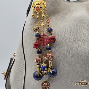 Awakening Lion Fu Purse Charm. Authentic Lapis Lazuli, White Jade and ...