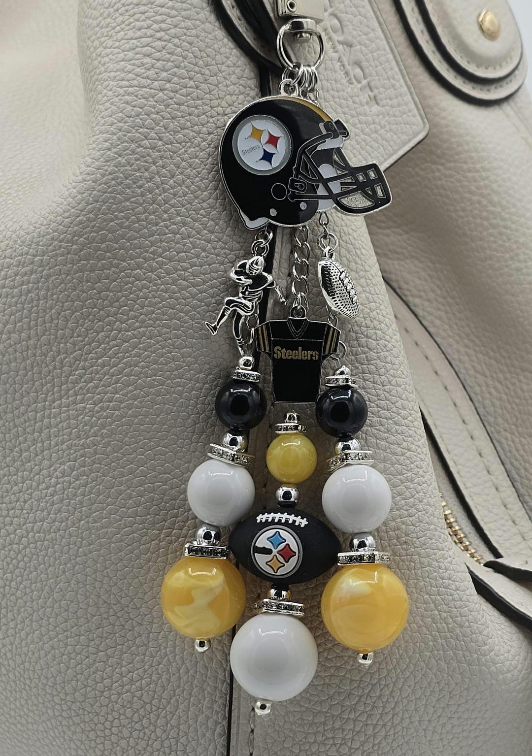 Black and Gold Pittsburgh "spirit Fanatic" Inspired Purse Charm - Etsy
