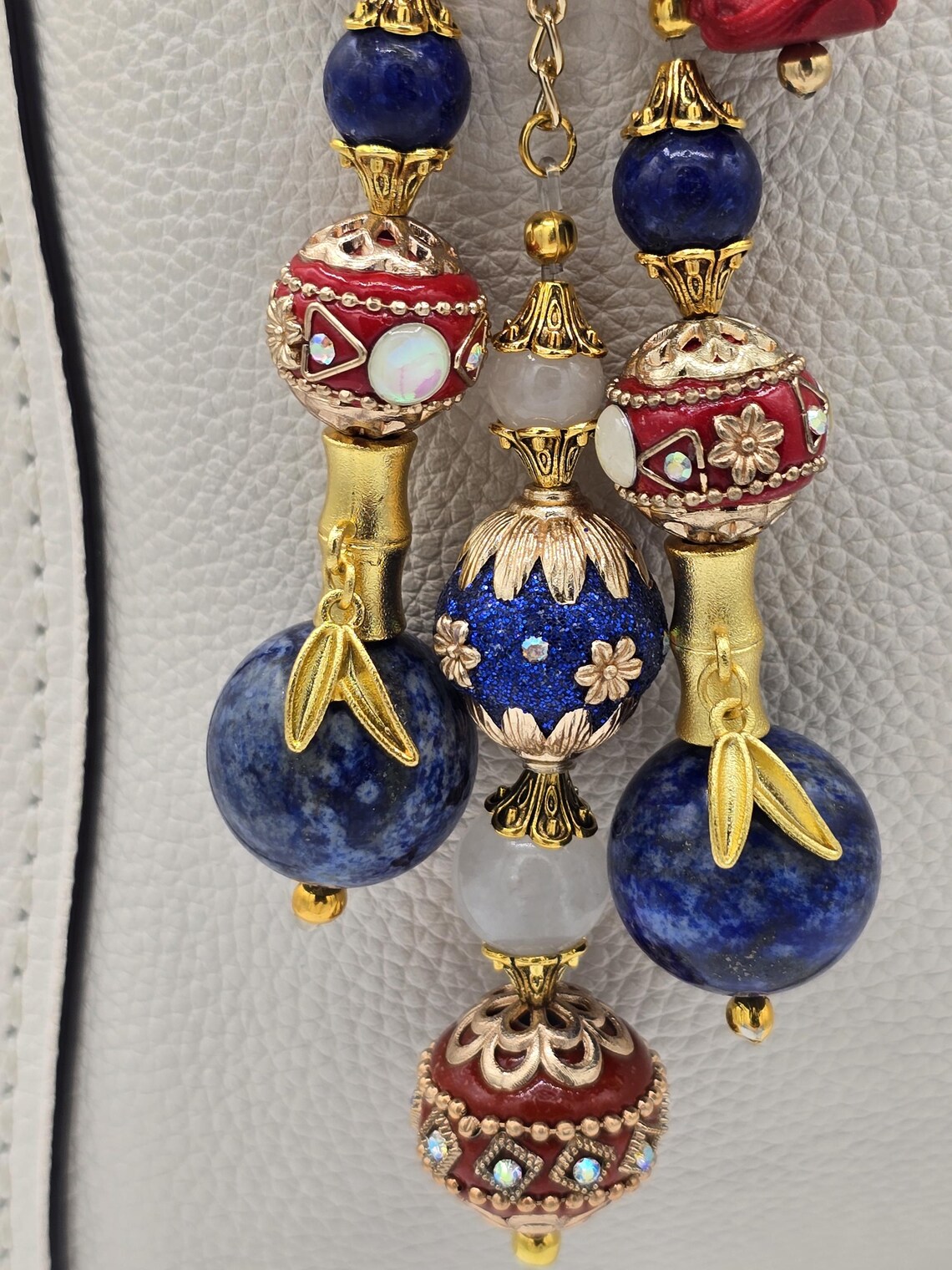 Awakening Lion Fu Purse Charm. Authentic Lapis Lazuli, White Jade and ...
