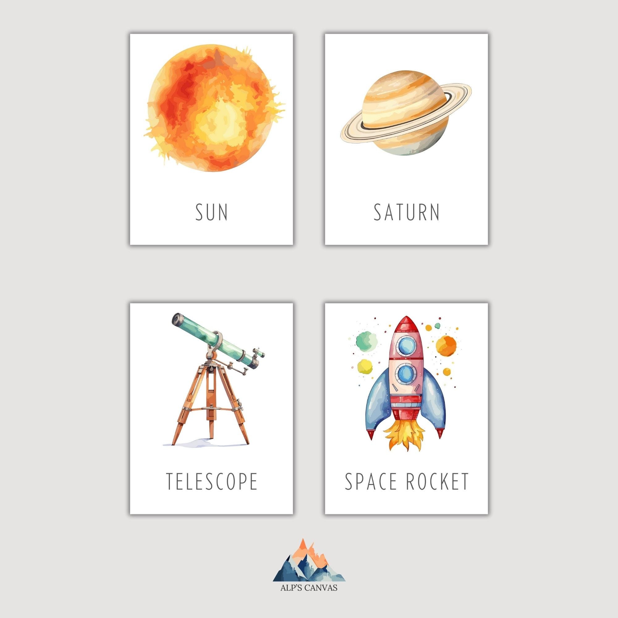 Planets Flashcards for Kids, Montessori Toddler, Learning Materials ...
